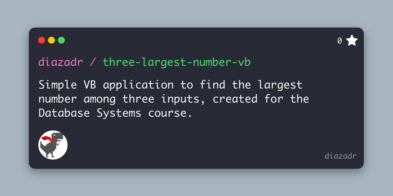 GitHub - diazadr/three-largest-number-vb: Simple VB application to find the largest number among ...