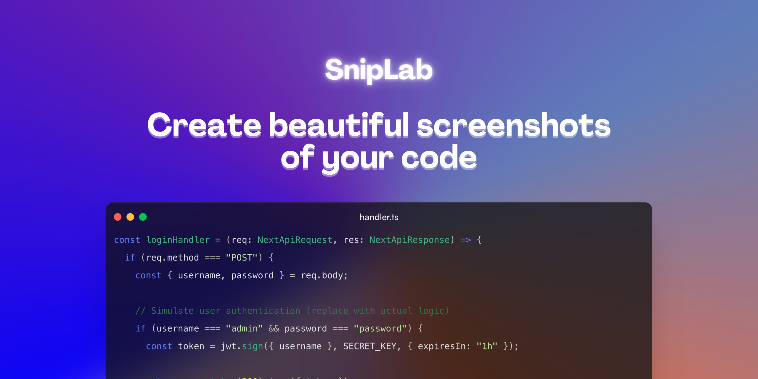 GitHub - aymanch-03/sniplab: Create beautiful screenshots of your code easily.