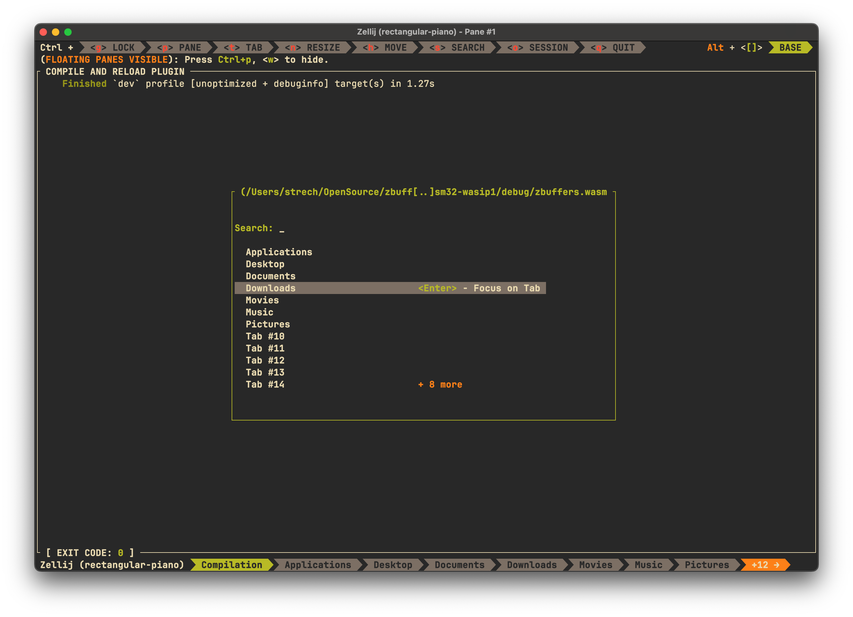 GitHub - Strech/zbuffers: Zellij plugin for convenient switching between tabs with search ...