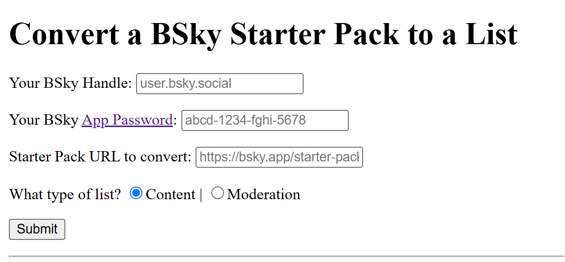 GitHub - sbm12/bsky-Pack2List: Converting a BlueSky Starter Pack to User List