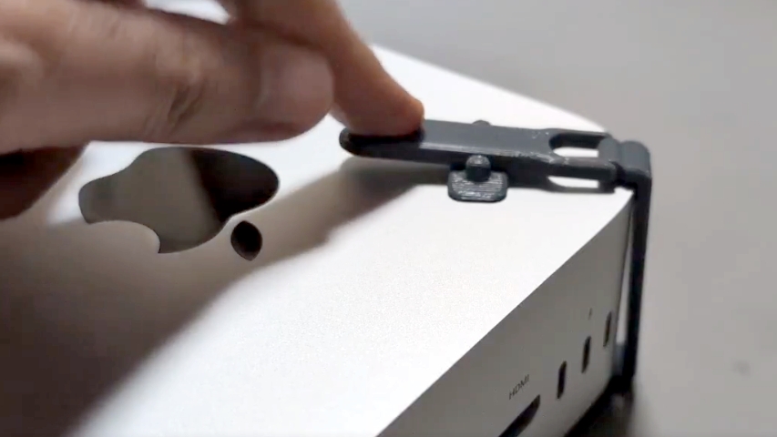 GitHub - shapoco/macmini-pwsw-lever: Mac mini の底面にある電源スイッチを上から押すための治具