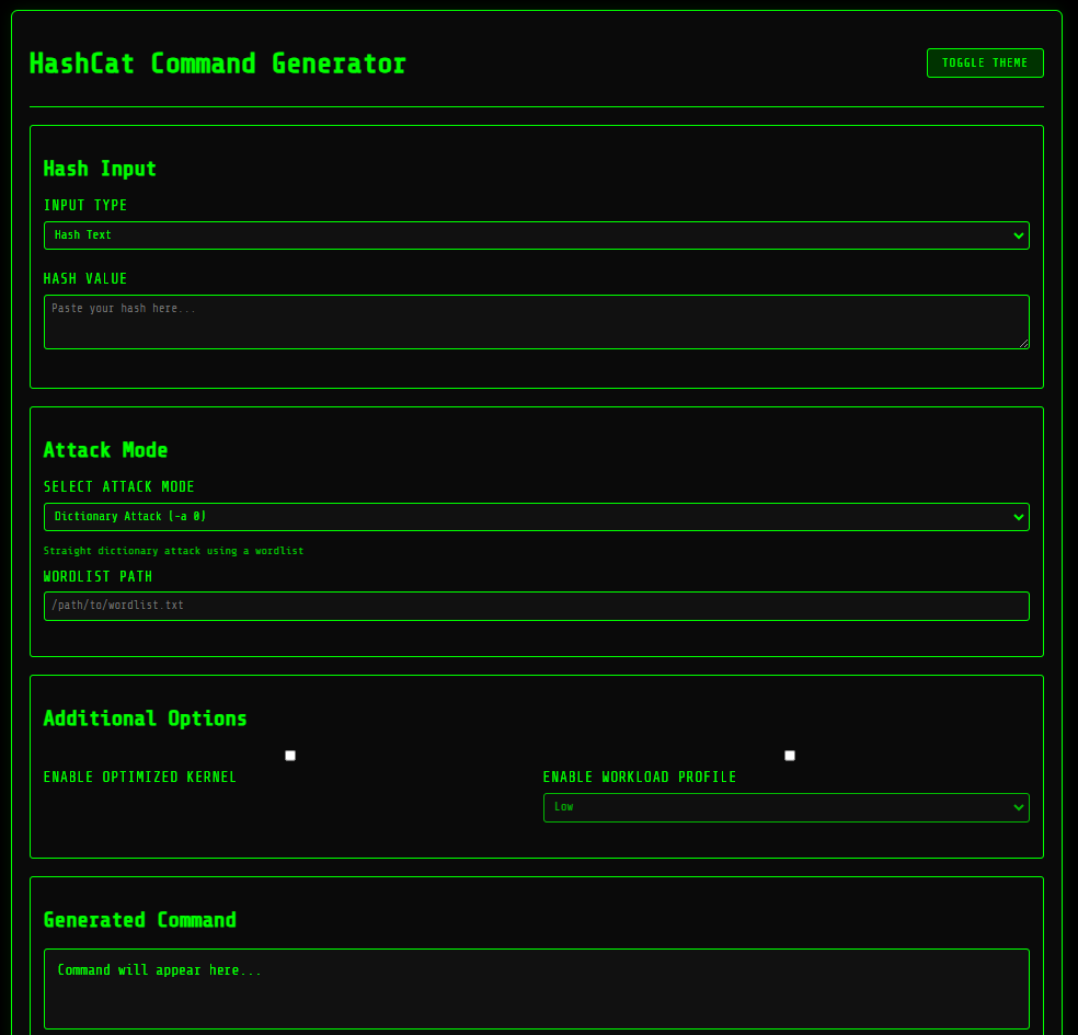 Github Acorzo1983 Hashcatcg A Modern Web Application For Generating Hashcat Commands With An