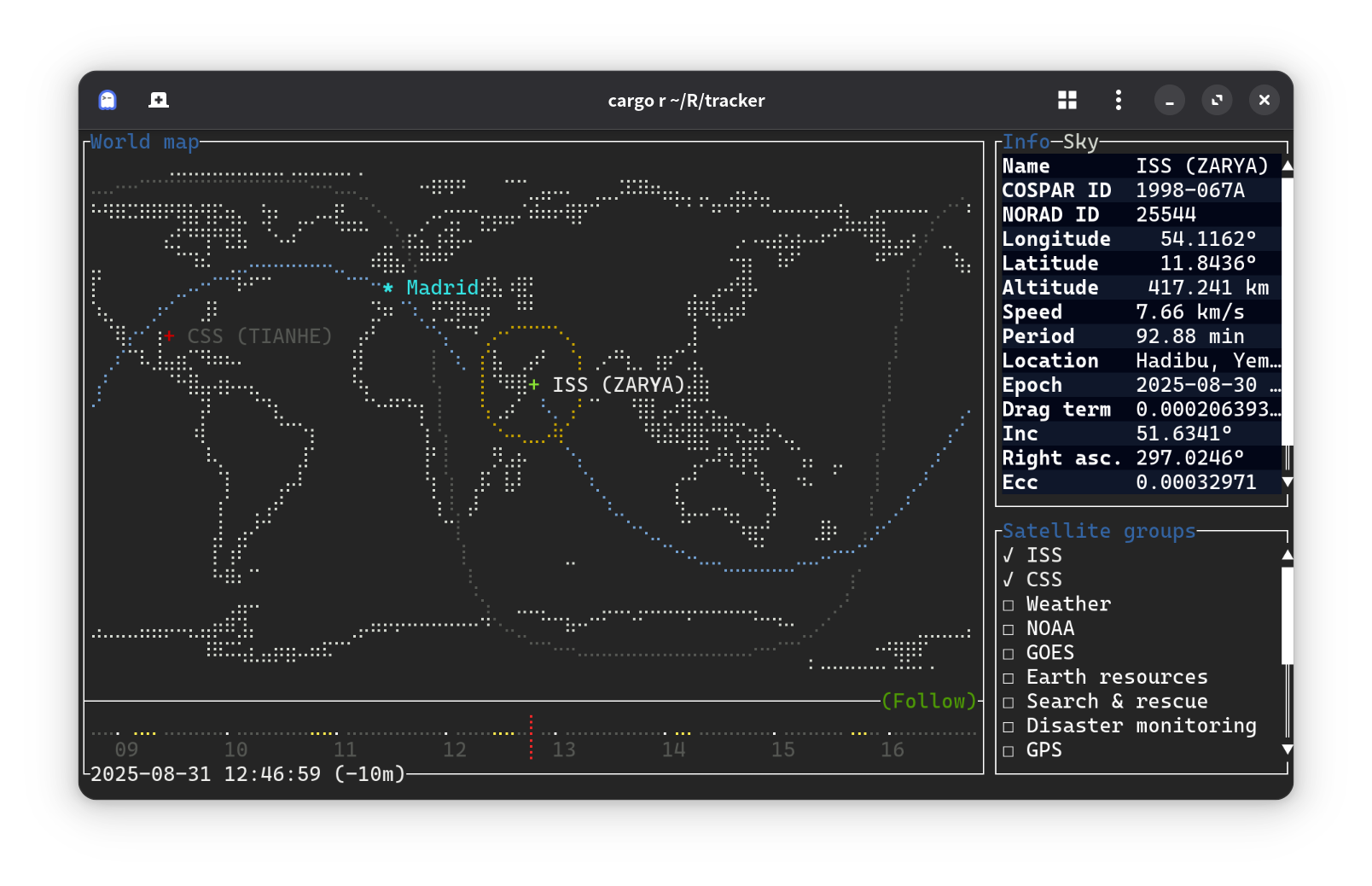 GitHub - ShenMian/tracker: A terminal-based real-time satellite tracking and orbit prediction ...