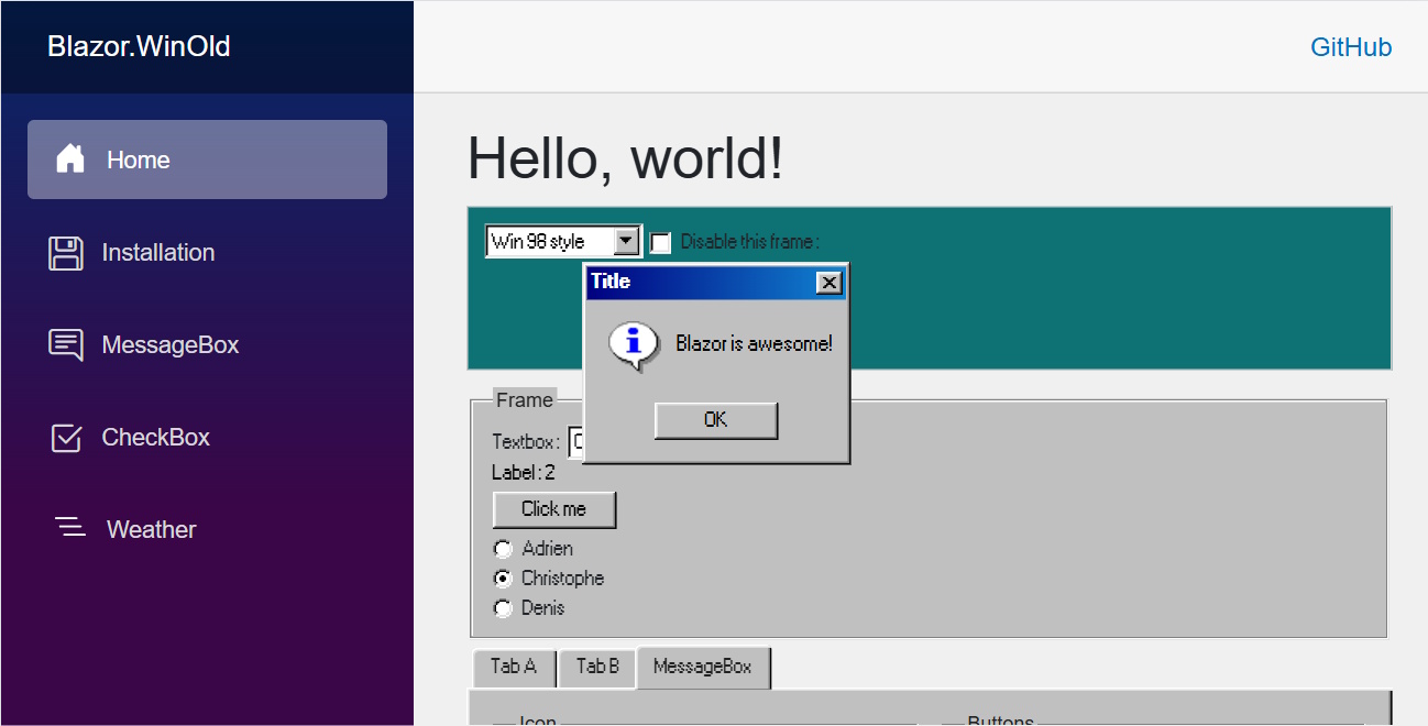 GitHub - tossnet/Blazor-WinOld: Blazor components are available in ... GitHub - tossnet/Blazor-WinOld: Blazor components are available in ...