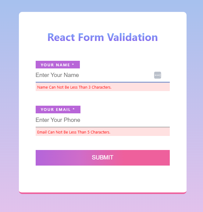Github Saqibbuildsreact Form Validation React Based Form Handling With Real Time Form