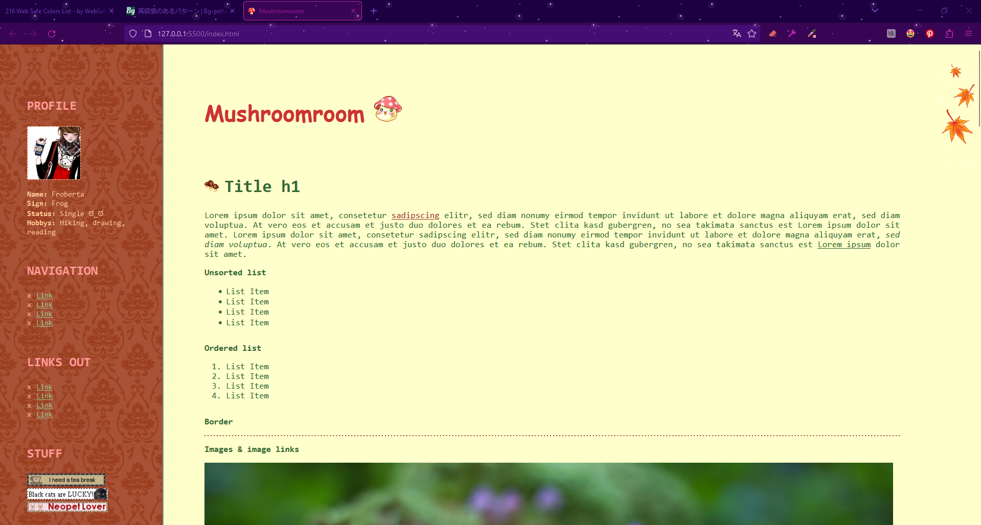 GitHub - mdohr07/mushroom-room: Neocities Template