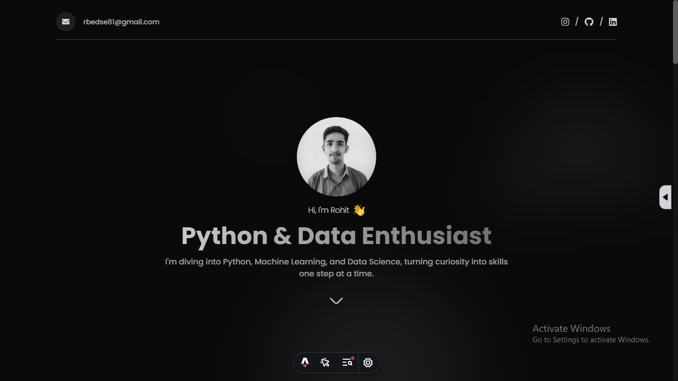 GitHub - rohitbedse/Portfolio-Demo: A personal portfolio showcasing my skills and projects in ...