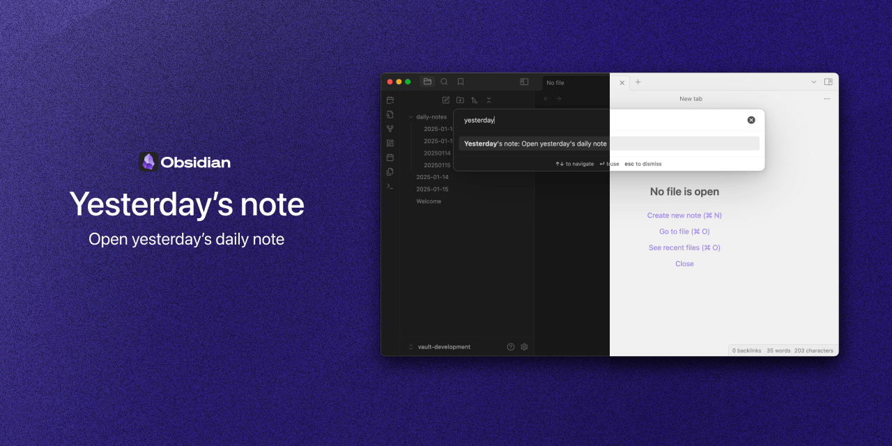 GitHub - trevortylerlee/yesterdays-note: Obsidian plugin to open yesterday's daily note