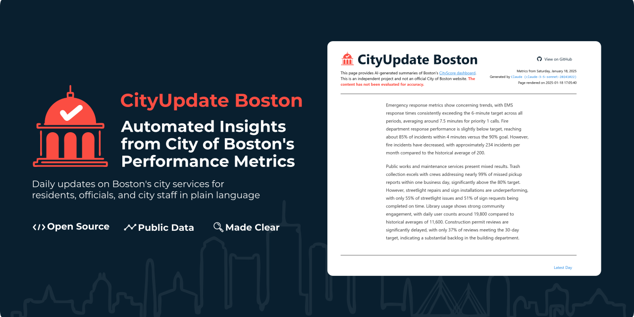 GitHub - hersh-gupta/cityupdate: Automated insights from City of Boston's performance metrics