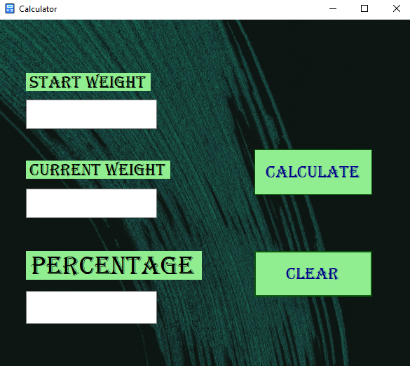 GitHub - bubblesqueak24/WEIGHT-LOSS-PERCENTAGE-CALCULATOR: WEIGHT LOSS % CALCULATOR