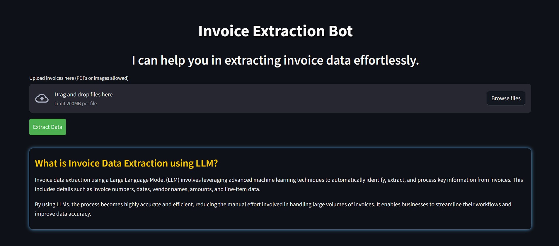 GitHub - Shubh-003/Invoice_Data_Extraction_Bot: Invoice data extraction using a Large Language ...