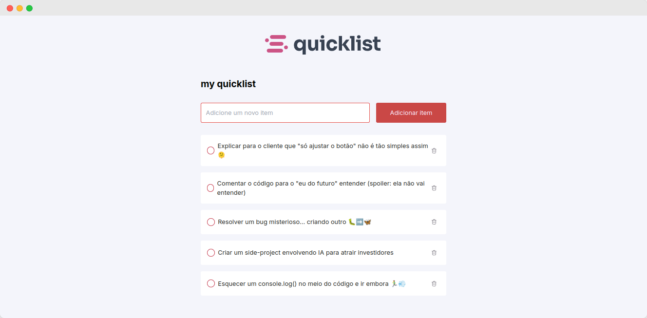 GitHub - julianatsoc/quicklist: Este projeto é uma proposta de layout inspirada em um curso da ...