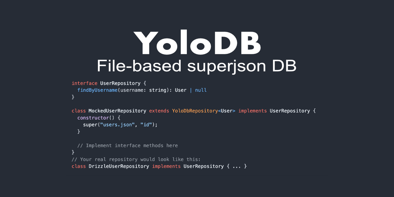 GitHub - pizzajsdev/yolodb: 🧘 Zero-config JSON file database with SuperJSON powers - perfect for ...