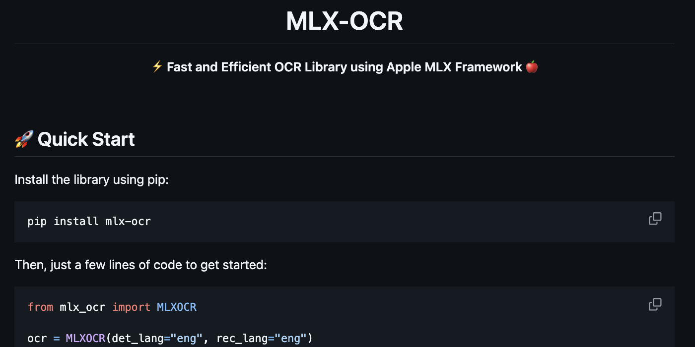 GitHub - cem-sirin/mlx_ocr: OCR Library using Apple MLX Framework