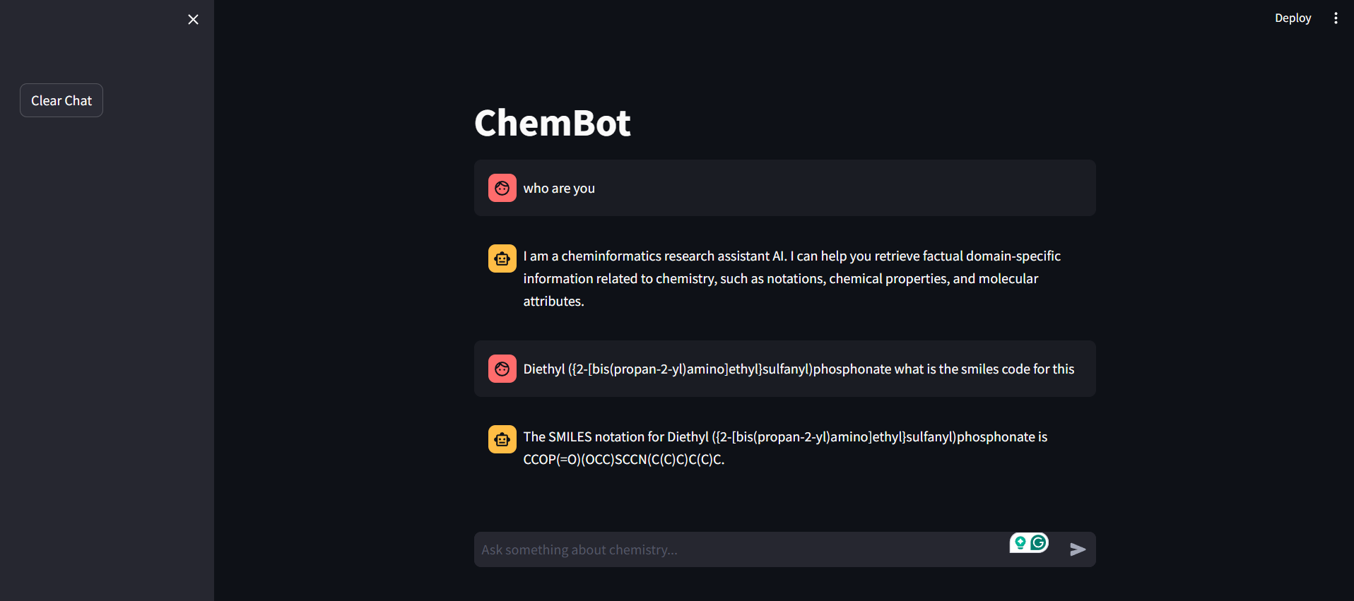 GitHub - MrMunio/chemBot: Chembot is an AI-powered agentic AI chatbot designed to assist drug ...