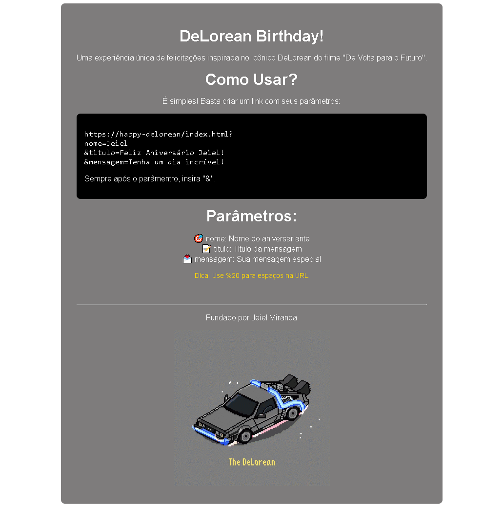 GitHub - Jeiel0rbit/happy-delorean: Templante aniversariante