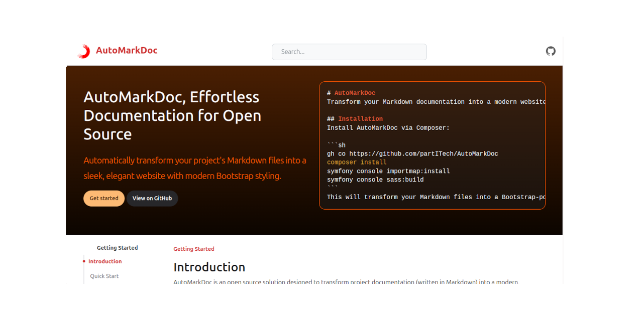 GitHub - partITech/AutoMarkDoc: Easy markdown documentation to web