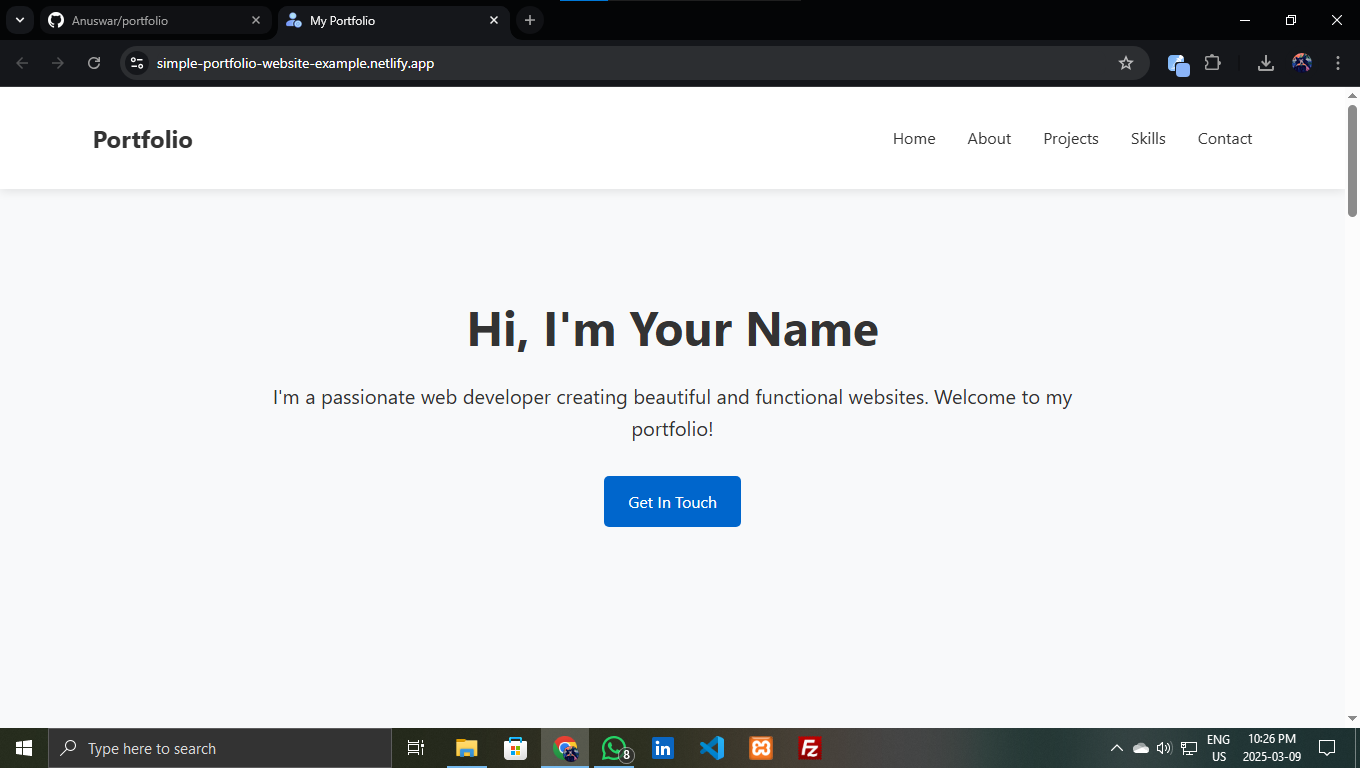 Portfolio Index Html At Main · Anuswar Portfolio · Github