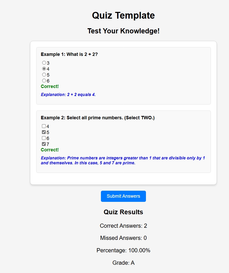 GitHub - tcdoverlord/GenericQuizTemplate: A dynamic and reusable ...