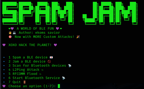 GitHub - ekomsSavior/Spam-Jam: BLE cha0s t00lkit xox