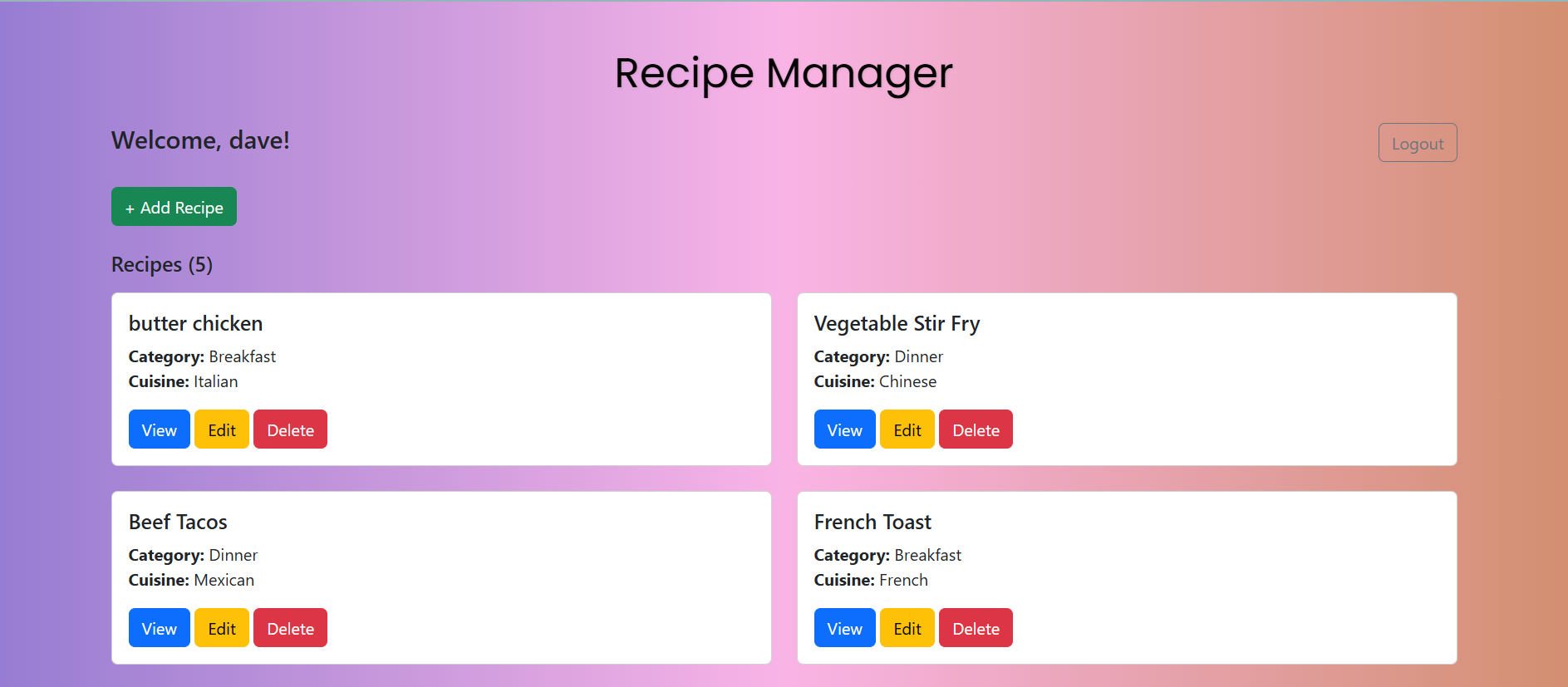Recipe Manager Flaskmongodbapppy At Main · Striderzzrecipe Manager Flaskmongodb · Github