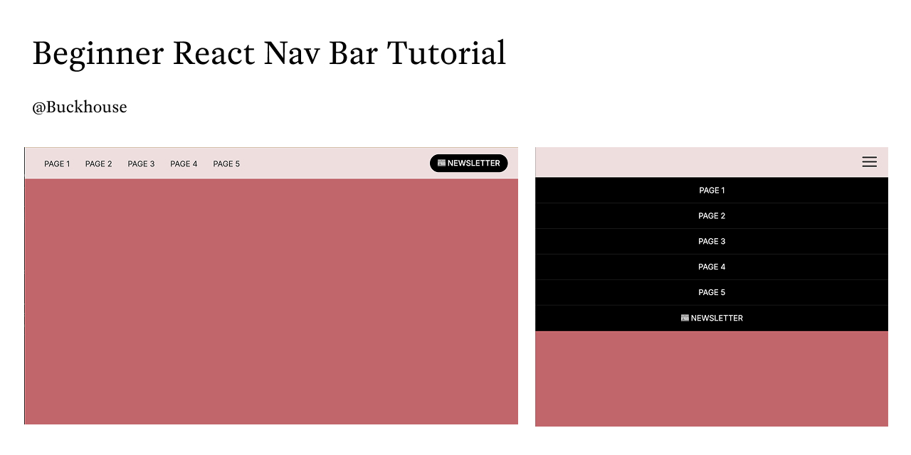 Github Buckhousereact Nav Bar Tutorial A Tutorial For Adding A Nav Bar Component To Your