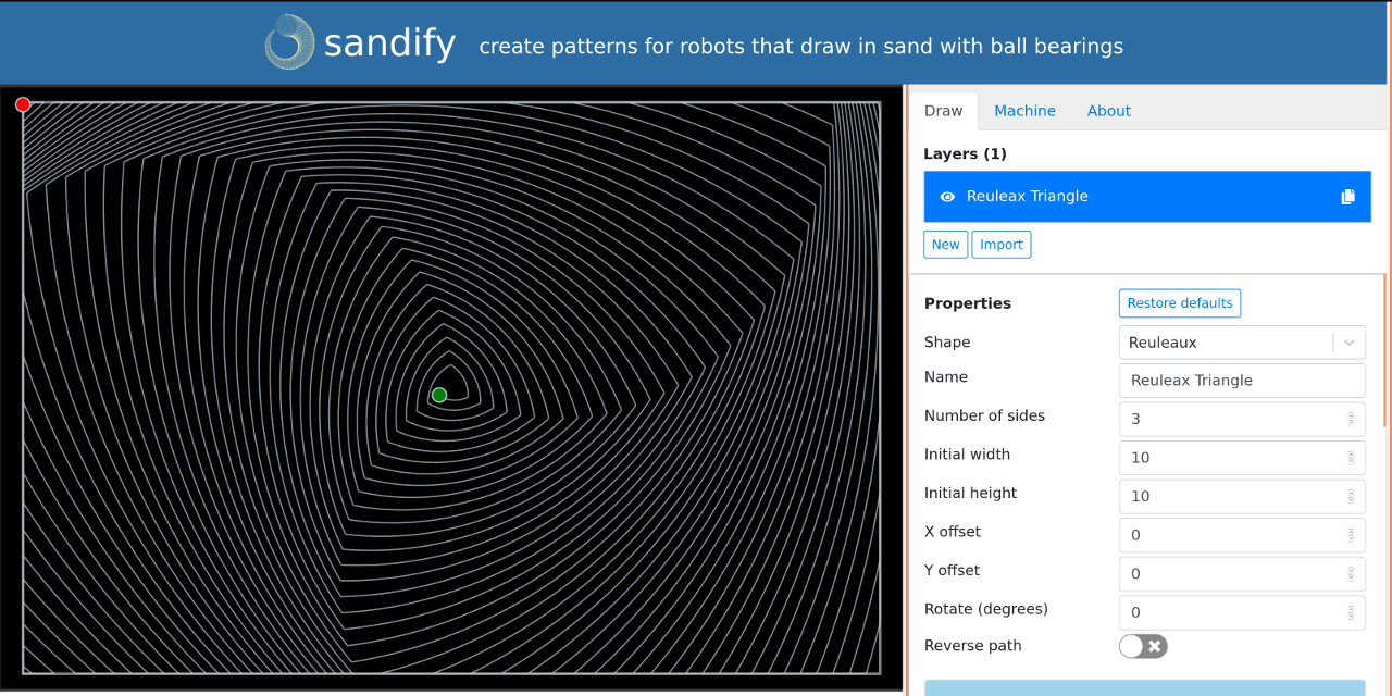 GitHub - jeffeb3/sandify: web based user interface to create patterns ...