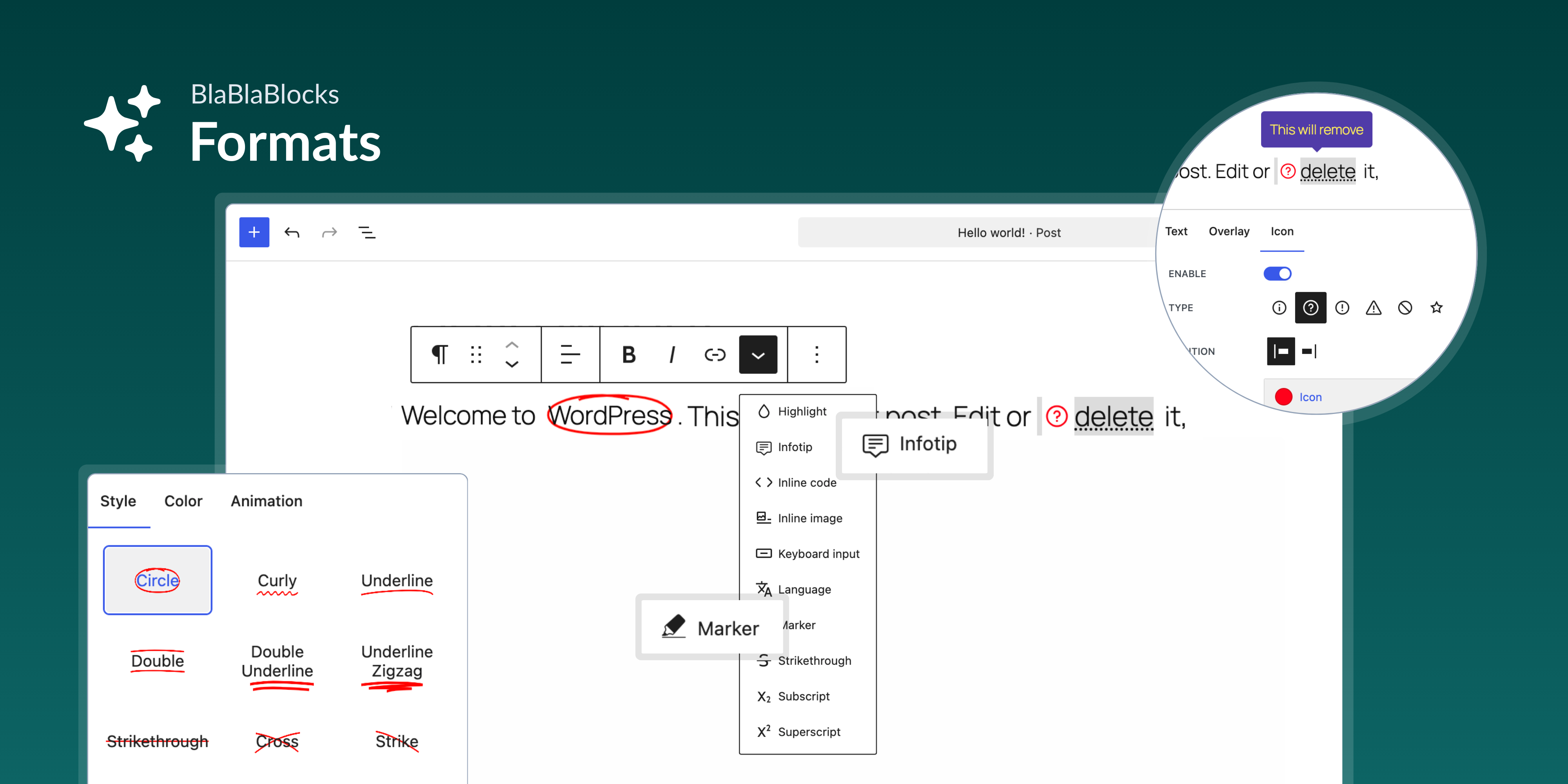 GitHub - lubusIN/blablablocks-formats: Block Editor Richtext format