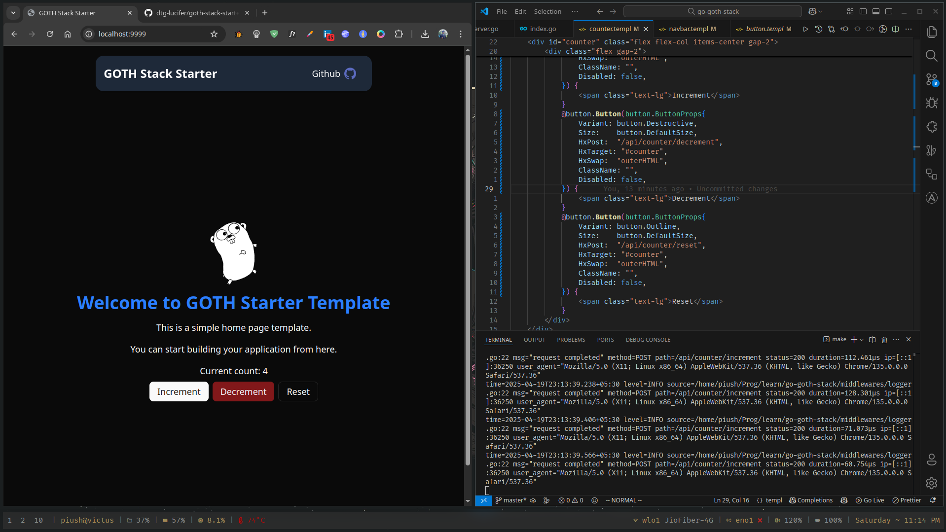 GitHub - dtg-lucifer/goth-stack-starter-template: Starter template for GOTH stack for easy fast ...