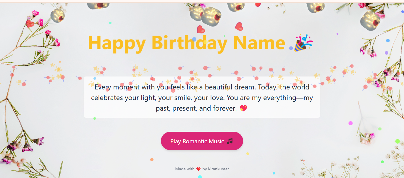 GitHub - tmax-kiran/birthday-template: 🎉 Birthday Wishes Website A simple and interactive ...