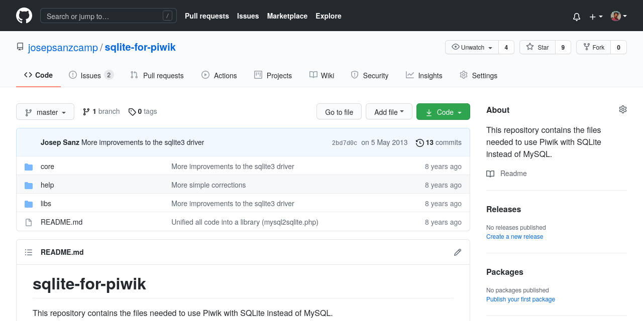 GitHub - josepsanzcamp/sqlite-for-piwik: This repository contains the ...