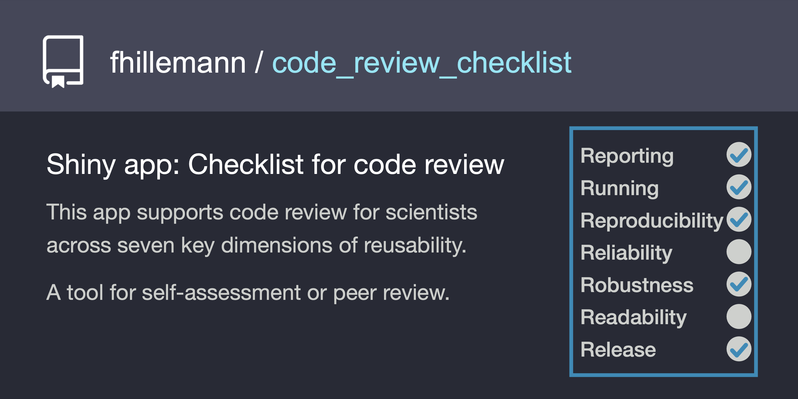 GitHub - fhillemann/code_review_checklist: Shiny app: Checklist for ...