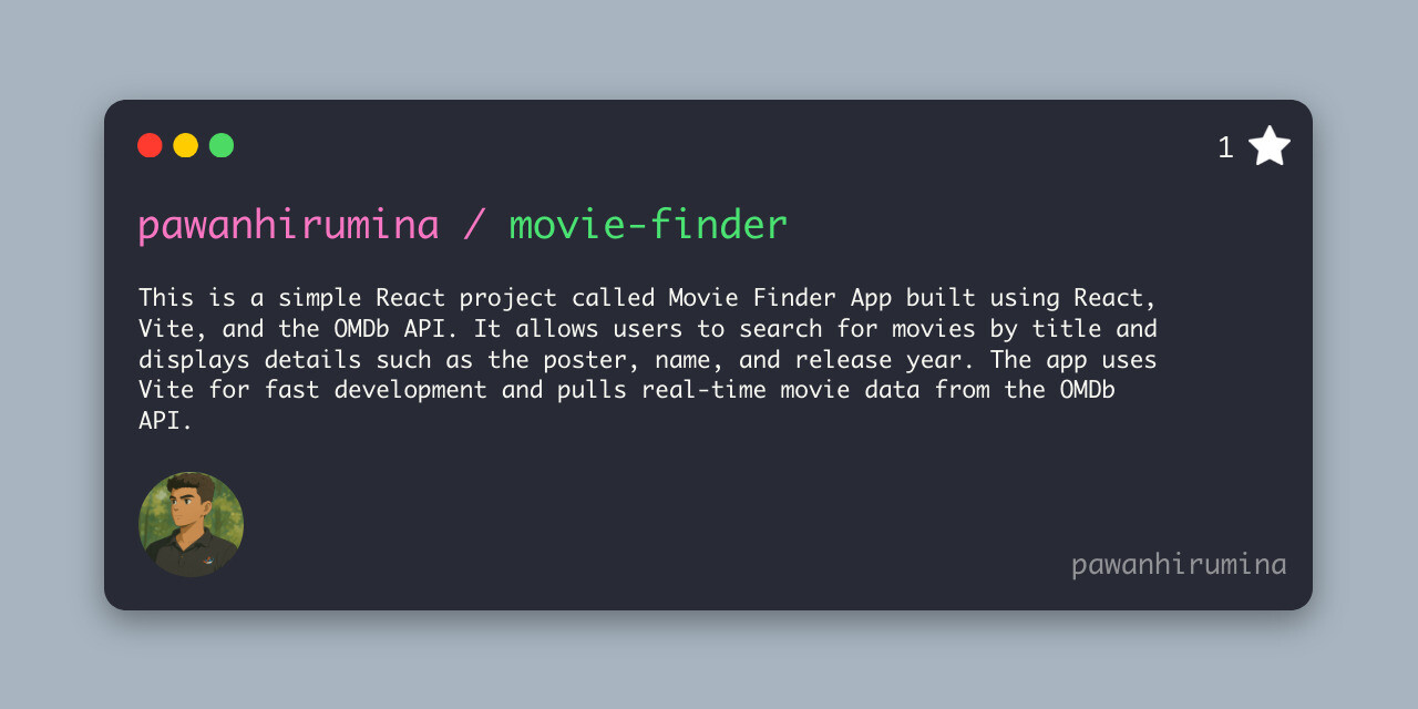 GitHub - pawanhirumina/movie-finder: This is a simple React project called Movie Finder App ...