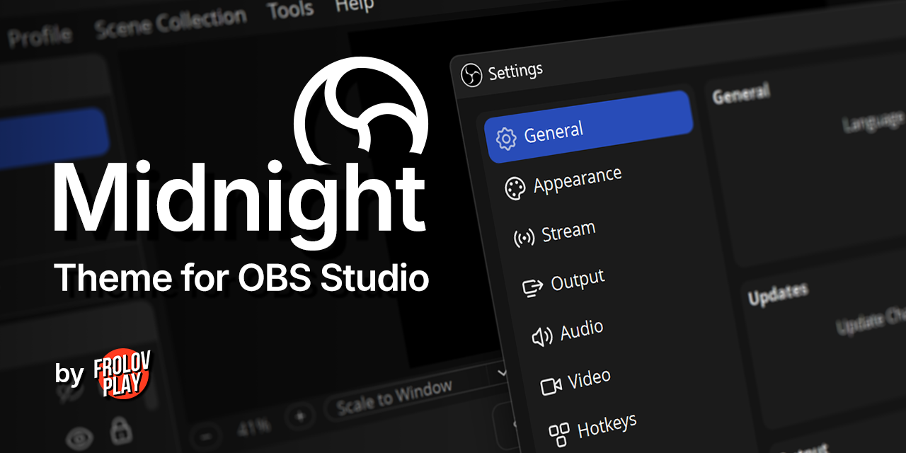 GitHub - frolovlife/midnight-obs-theme: Minimalistic dark theme for OBS Studio with new stylish ...