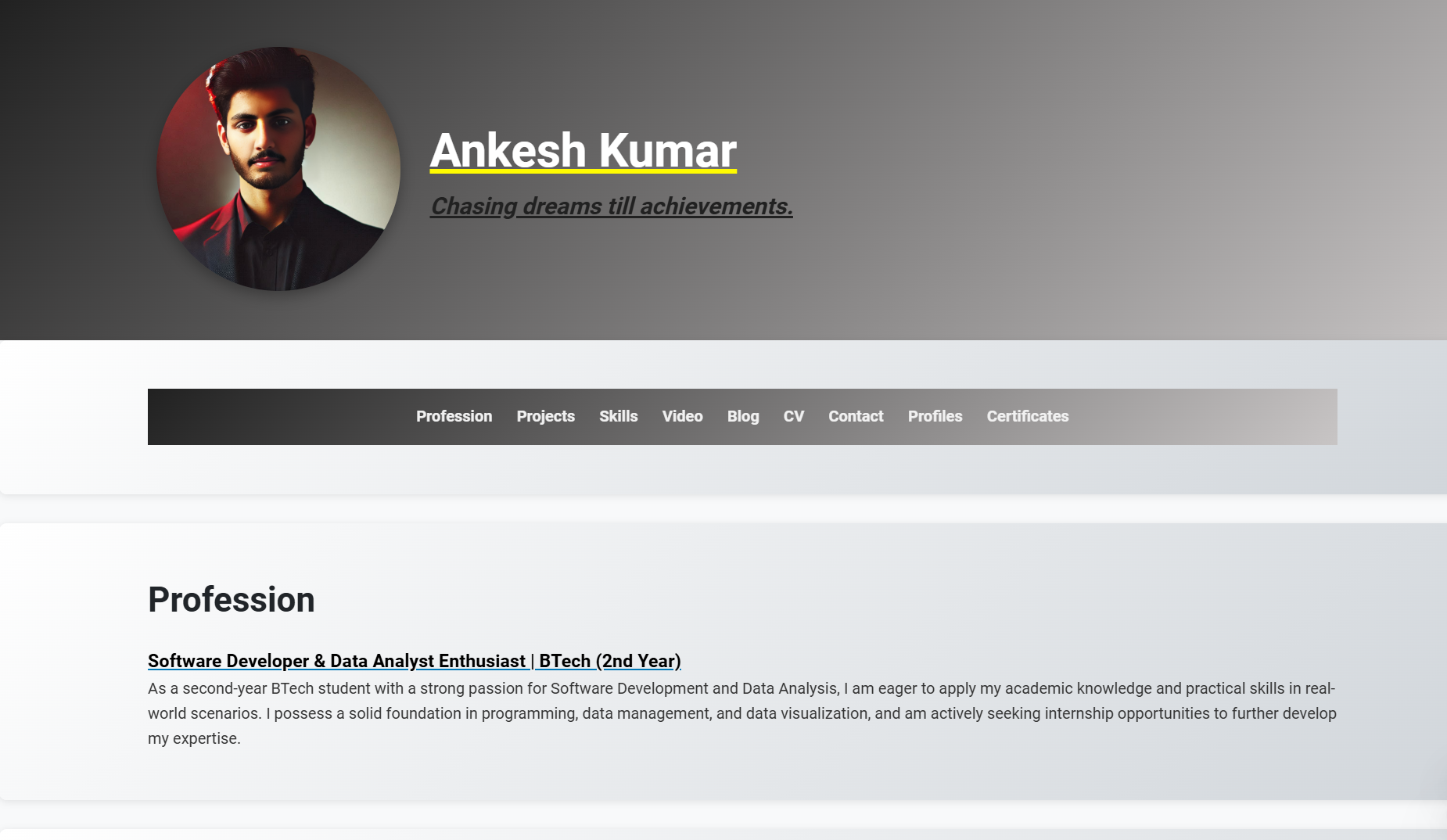 GitHub - Ank-esh-kumar/Portfolio: This is my portfolio.