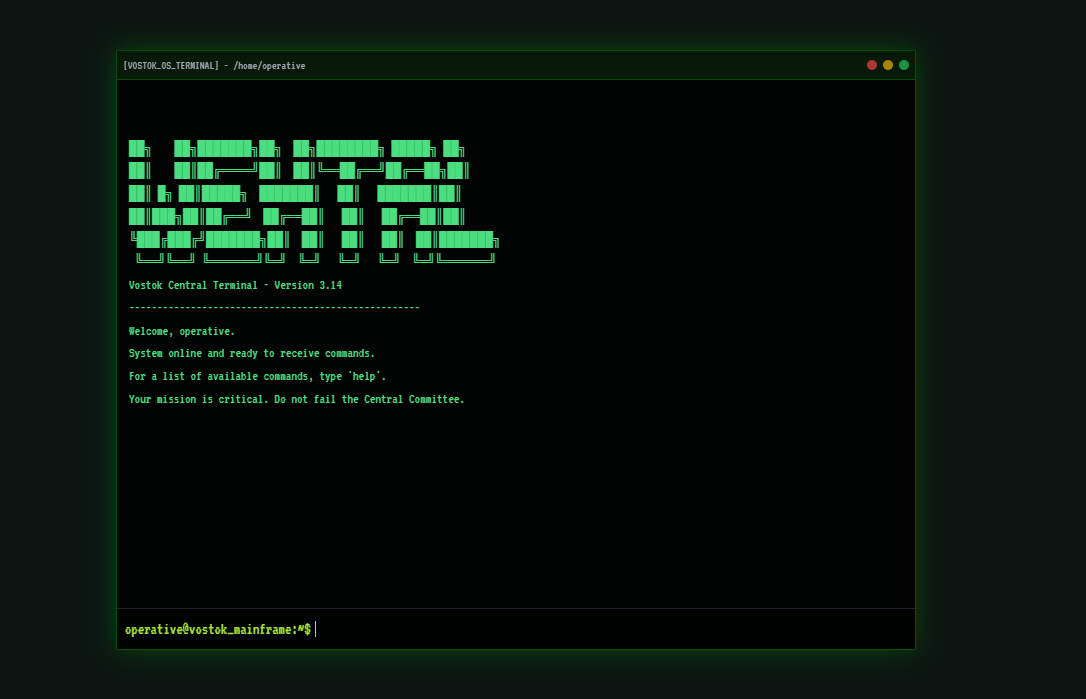 GitHub - GabrielBaiano/VOSTOK_OS_TERMINAL: Dystopian Terminal ...