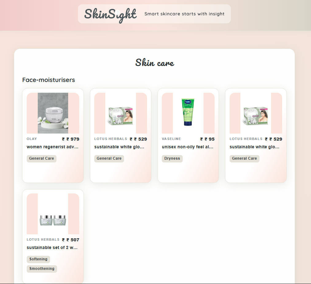 GitHub - nainasachdev10/SkinSight: An intelligent skincare advisor that ...